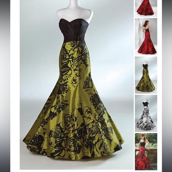 Maggie Sottero | Dresses | Olive Green Rose Prom Dress Size 0 Corset ...